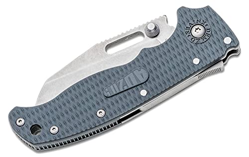 Demko Knives AD 20.5 Shark Lock Folding Knife AUS10A AD20.5 Grivory Handle Shark Foot/Clip Point Blade (Grey Scale/Stonewash/Shark Foot)