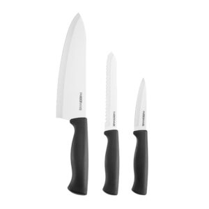 farberware stainless steel chef knife set, 3 piece, black