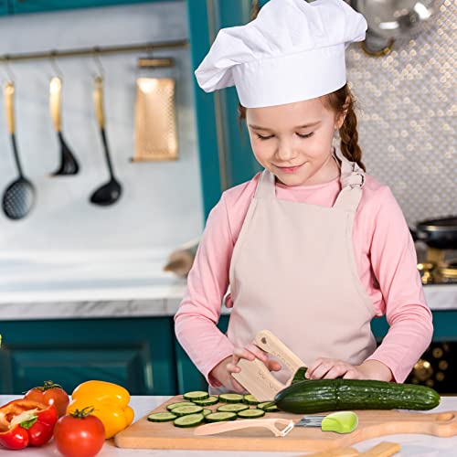 12 Pieces Kids Knifes Set Include Plastic Safe Toddler Knife Wooden Cutting Knifes Child Kitchen Knife Serrated Edges with Cutting Board Stainless Steel Potato Slicers Crocodile Chef Crinkle Cutter