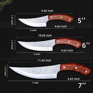 GAINSCOME Handmade Stainless Steel Boning Knife Kitchen Forged Chinese Vegetable Knives Fishing Knife Meat Cleaver Outdoor Cutter Butcher Knife Sharp A-Viking Knife Camping BBQ (7 inch)