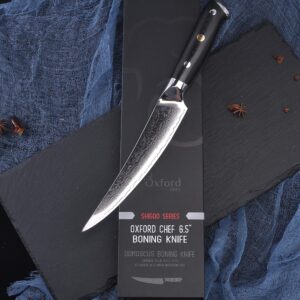 Oxford CHEF Boning (Fillet) Knife 6.5 inch Best Damascus- Japanese- VG10 Super Steel 67 Layer High Carbon Stainless Steel-Razor Sharp, Stain & Corrosion Resistant, Awesome Edge Retention