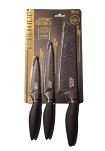 thyme & table 3 piece knife set non stick stainless steel with santoku knife & comfort grip handle