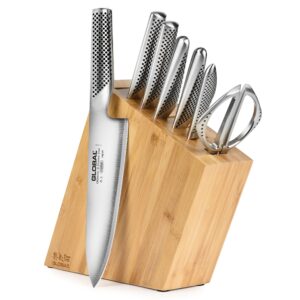 global 8 piece knife set with bamboo block