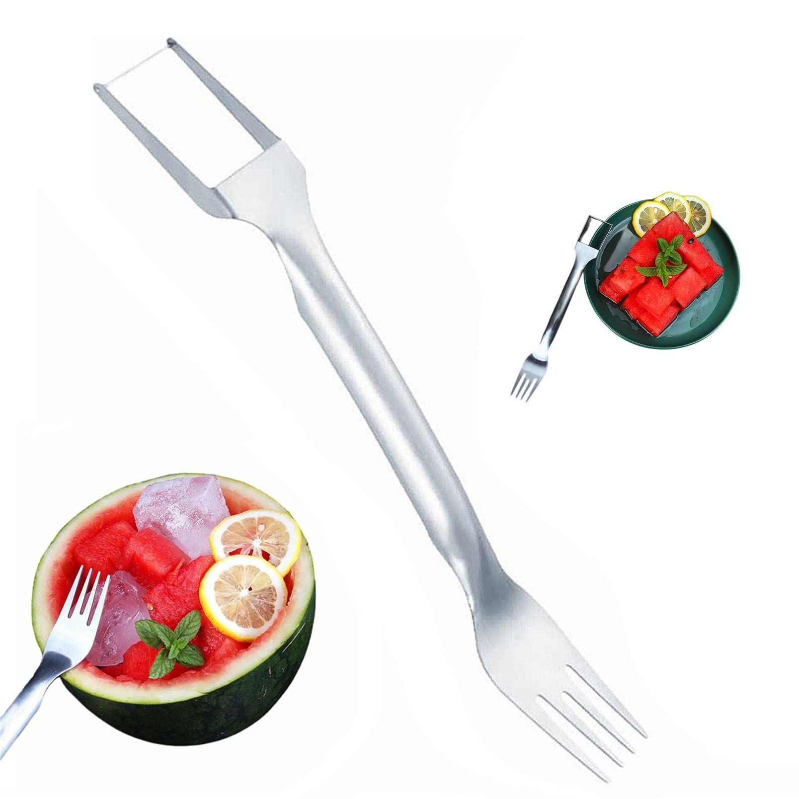 2023 New Watermelon Cutter, 2-in-1 Watermelon Fork Slicer, Stainless Steel Watermelon Slicer Cutter Summer Fruit Cutting Fork, Family Party Camping with Watermelon Cutter Slicer Tool (1PCS)