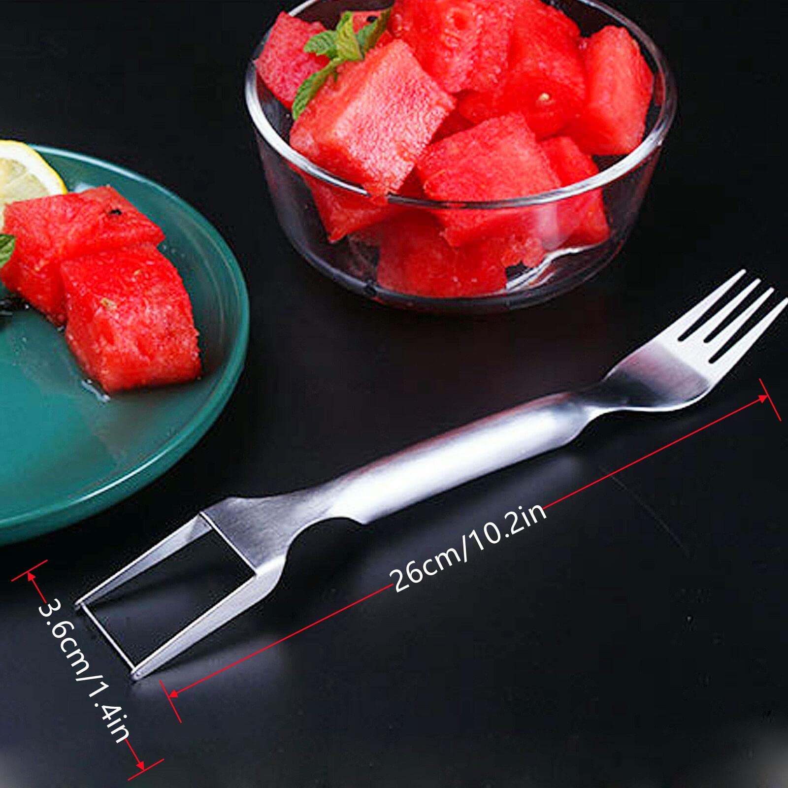 2023 New Watermelon Cutter, 2-in-1 Watermelon Fork Slicer, Stainless Steel Watermelon Slicer Cutter Summer Fruit Cutting Fork, Family Party Camping with Watermelon Cutter Slicer Tool (1PCS)