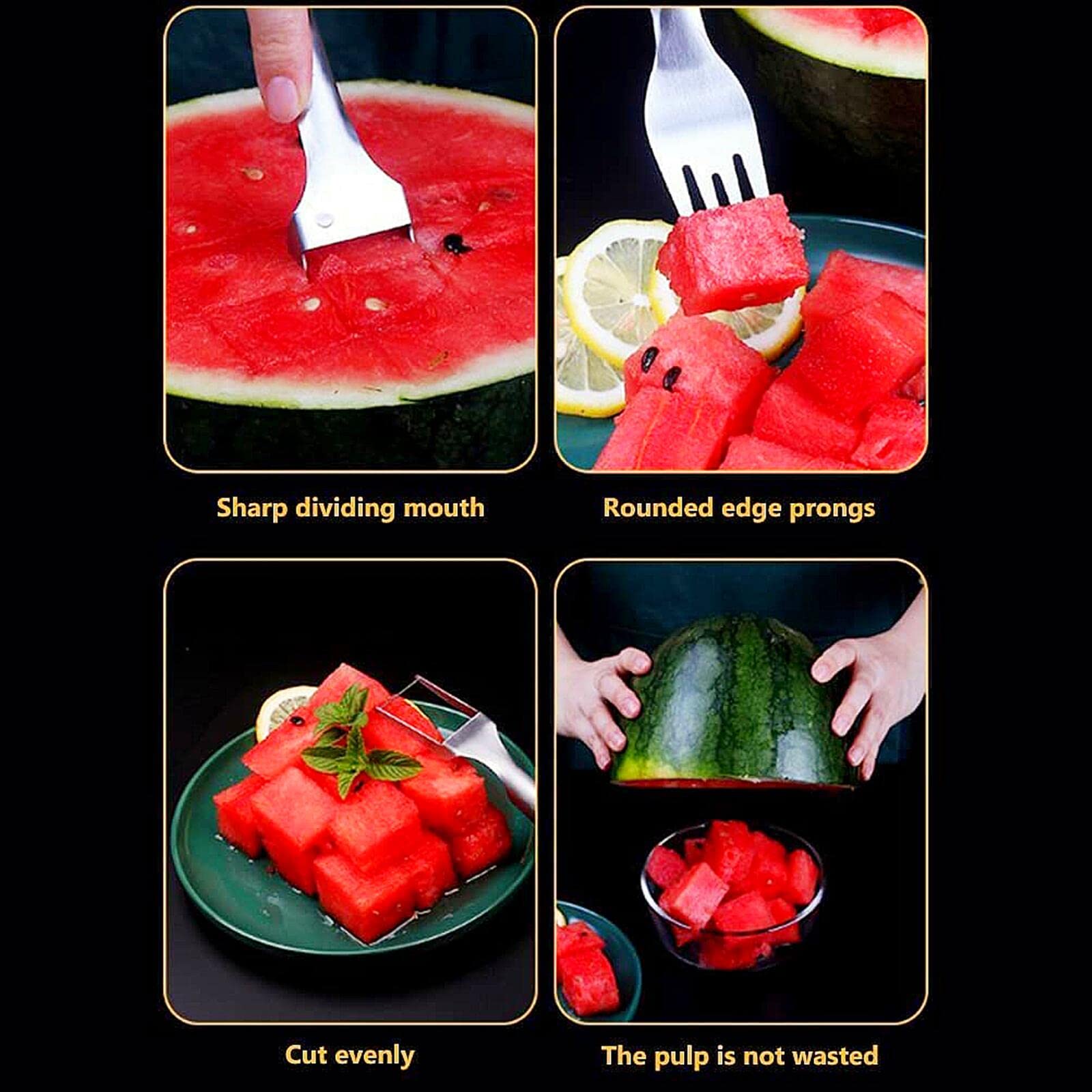 2023 New Watermelon Cutter, 2-in-1 Watermelon Fork Slicer, Stainless Steel Watermelon Slicer Cutter Summer Fruit Cutting Fork, Family Party Camping with Watermelon Cutter Slicer Tool (1PCS)