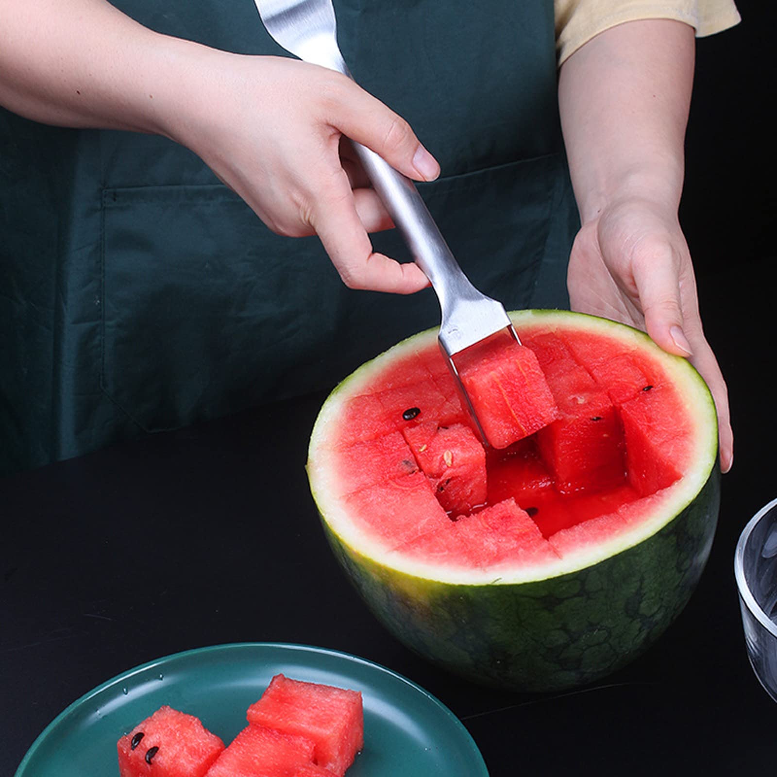 2023 New Watermelon Cutter, 2-in-1 Watermelon Fork Slicer, Stainless Steel Watermelon Slicer Cutter Summer Fruit Cutting Fork, Family Party Camping with Watermelon Cutter Slicer Tool (1PCS)