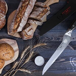 Dalstrong Serrated Offset Bread Knife - 8 inch - Shogun Series - Deli Knife - Damascus - AUS-10V Japanese Super Steel - Bread Slicer Cutter - Slicing Knife - Vacuum Treated - G10 Handle - Sheath