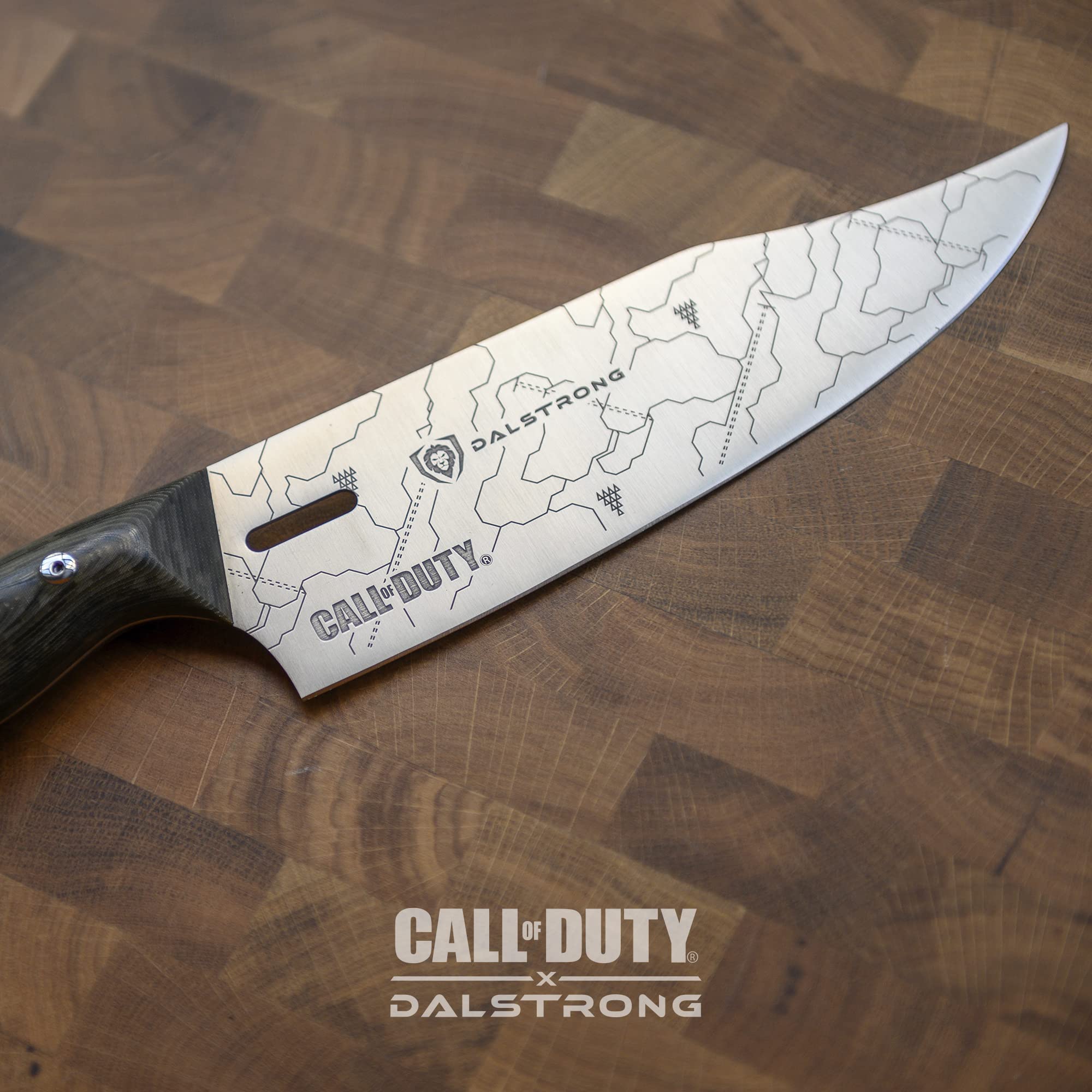 Dalstrong Chef Knife - 8 inch - Call of Duty Edition - Exclusive Collector Set - High-Carbon 9CR18MOV Steel - G10 Digital Camo Handle - Ultra-Thin Zero Friction Blade - Chef's Knife - Leather Sheath