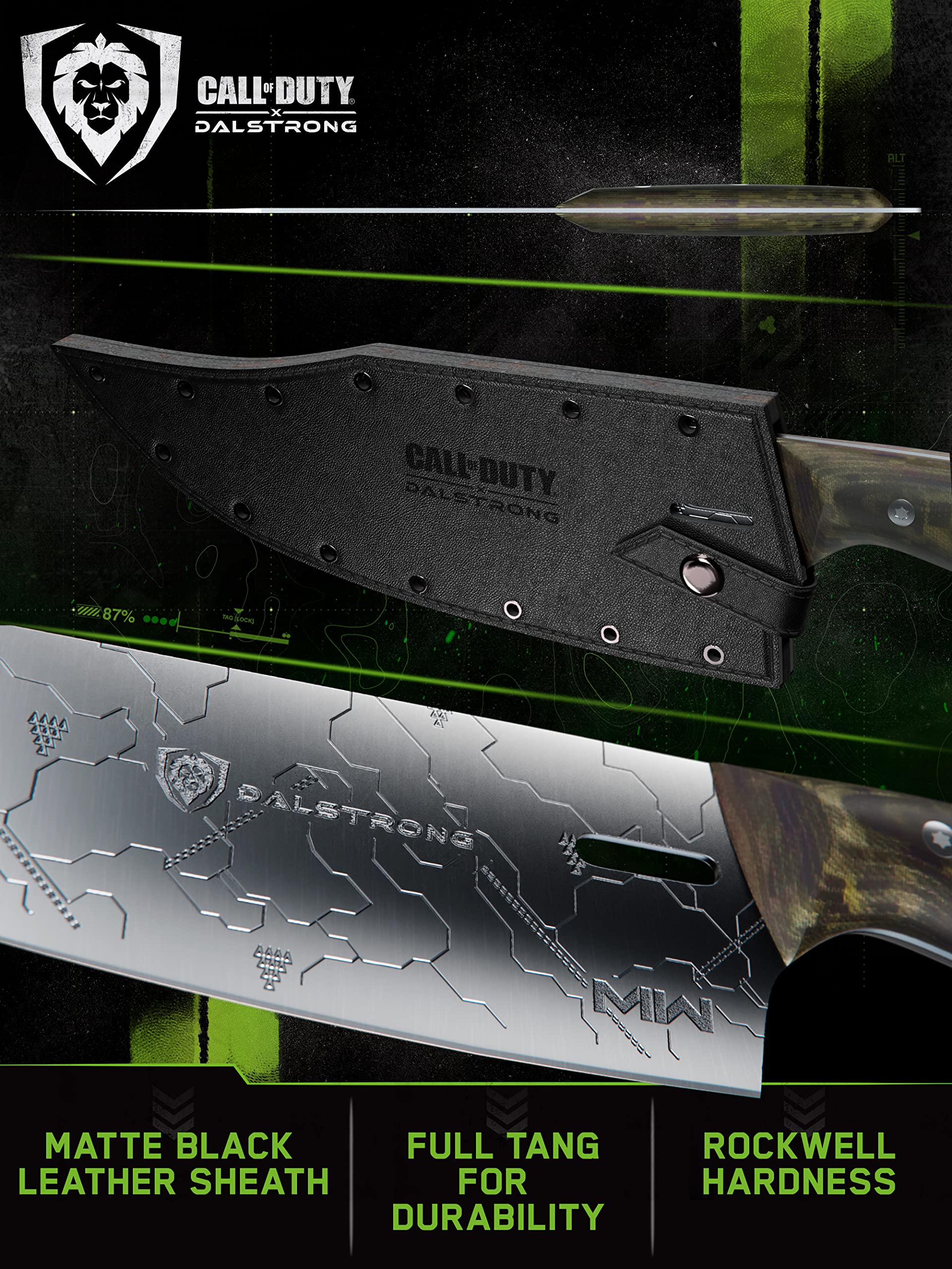 Dalstrong Chef Knife - 8 inch - Call of Duty Edition - Exclusive Collector Set - High-Carbon 9CR18MOV Steel - G10 Digital Camo Handle - Ultra-Thin Zero Friction Blade - Chef's Knife - Leather Sheath