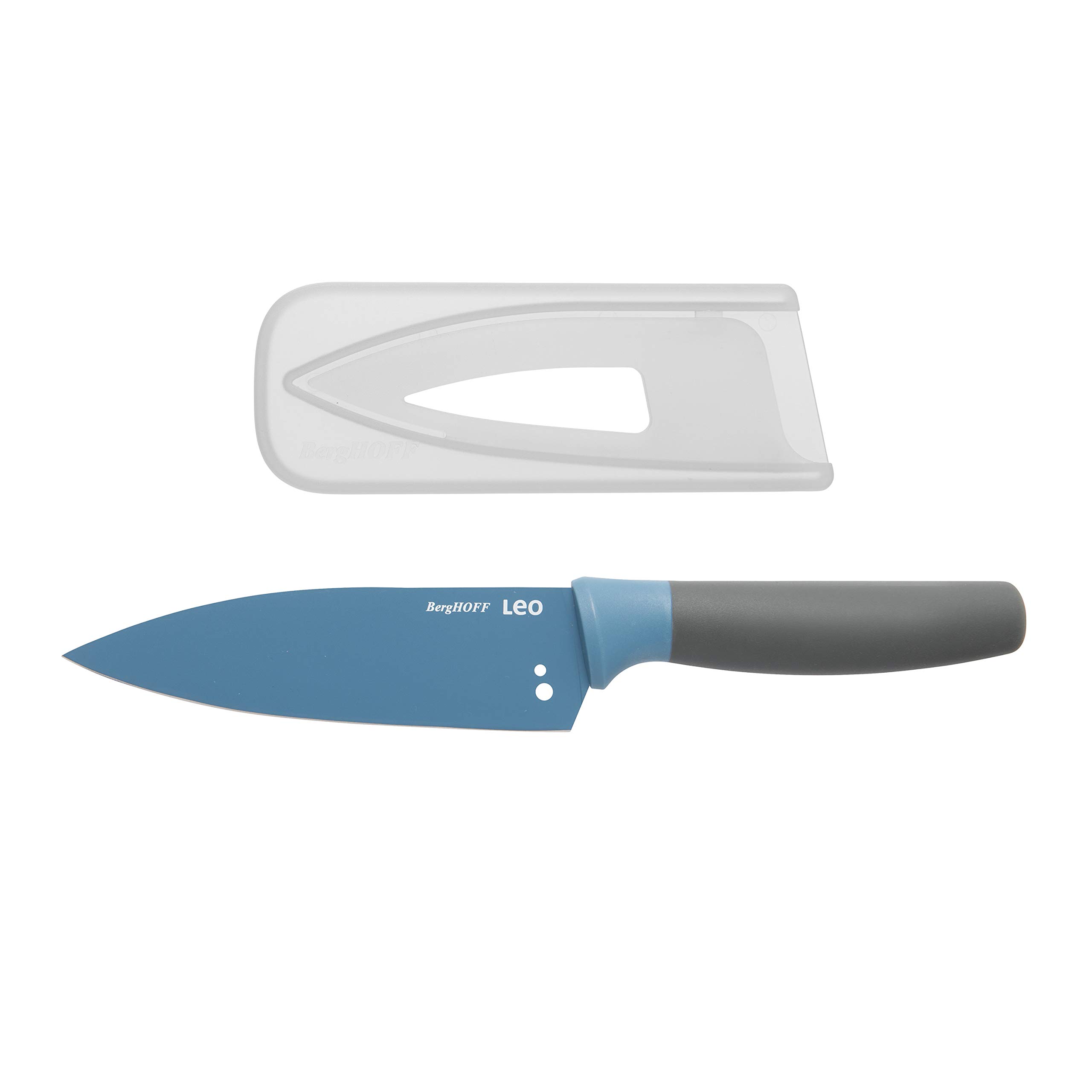 BergHOFF Leo Ceramic Coated Non-Stick Small Chefs Knife with Herb Stripper, 14cm, Stainless Steel, Blue, 6 x 26.5 x 2 cm