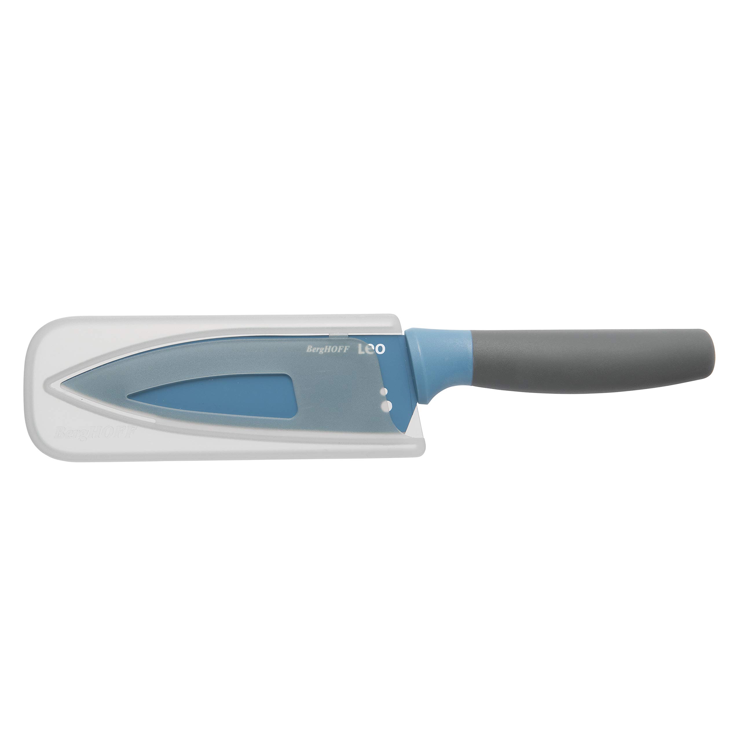 BergHOFF Leo Ceramic Coated Non-Stick Small Chefs Knife with Herb Stripper, 14cm, Stainless Steel, Blue, 6 x 26.5 x 2 cm