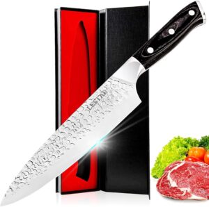 leking chef knife german en1.4116 high carbon stainless steel 8 inch professional chef’s knife with ergonomic handle in gift box, ultra sharp kitchen knife for family and restaurant