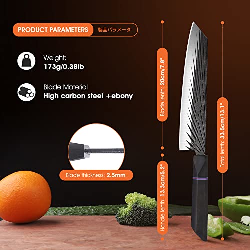 ROCOCO Kiritsuke Knife Hand Forged Sharp Chef Bunka Knives Professional Multipurpose Meat Vegetable Cleaver for Home Kitchen BBQ 7.8" Birthday Thanksgiving Christmas Gift