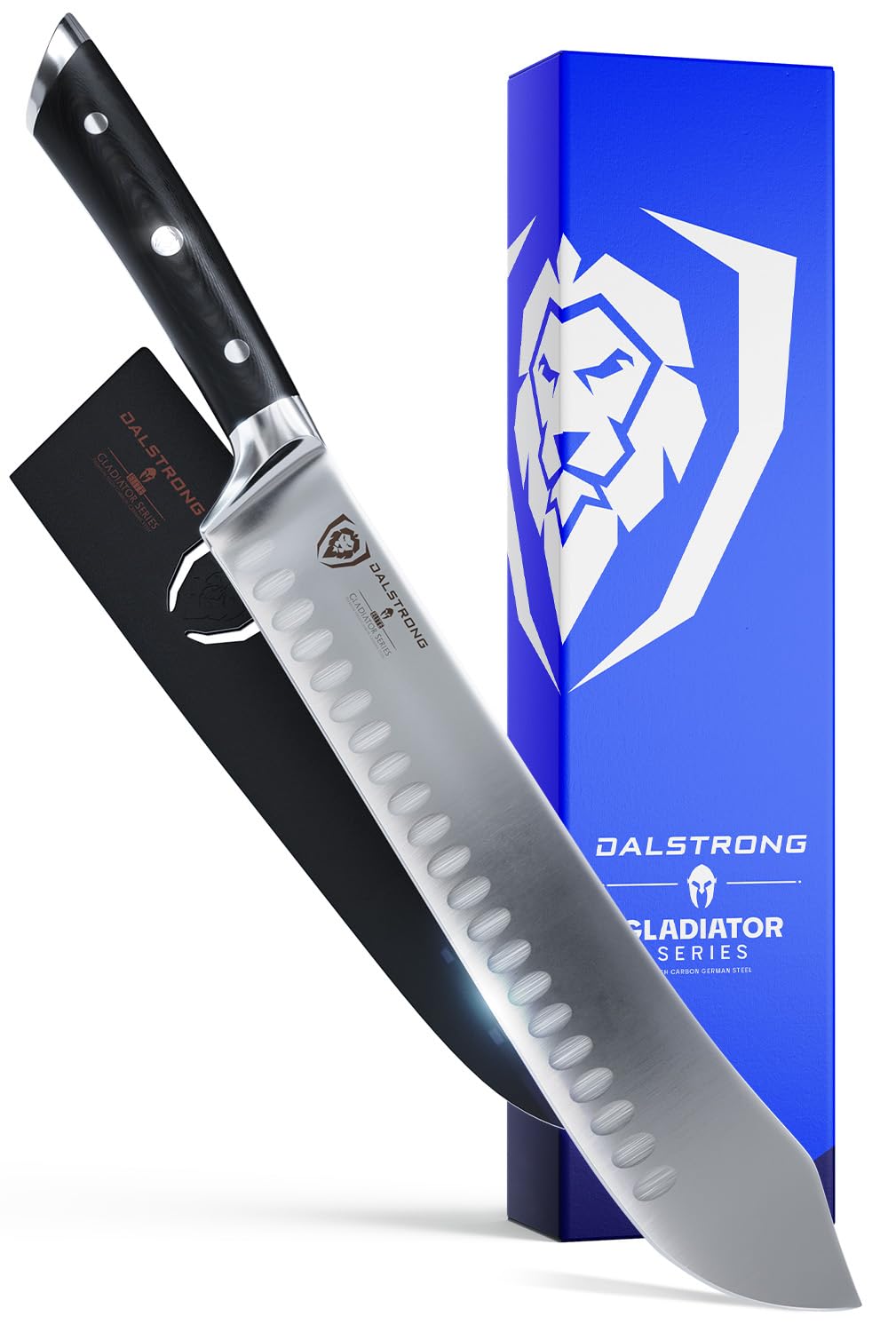 Dalstrong Bull Nose Butcher Knife - 10 inch - Gladiator Series Elite - High Carbon Premium German Steel - Breaking Knife - Black G10 Handle - Meat BBQ Knife - Sheath Guard Included - NSF Certified