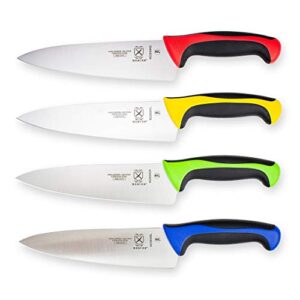 mercer culinary mercer cutlery millennia 8" chef's knife color-coded | 4-piece knife set, high carbon