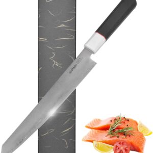 CULITECH Sujihiki Knife, 9.5 inches Sharp Stainless Double Edged Sashimi/Sushi Knife with G10 Octagonal Handle for Kitchen and Restaurant used