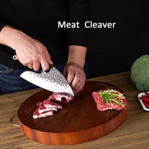 ZONGHAI Meat Cleaver, Chef's knife with Rosewood Handle - 8.5 inch Steel Blade - Kitchen Fillet Knife For Chopping, Slicing and Dicing Fruits, Vegetables and Meat