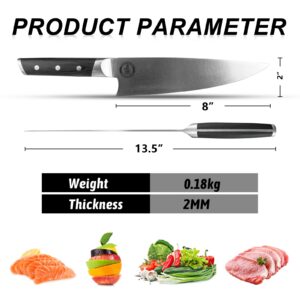 Kitory 8 Inch Chef Knife MTD06 + 7 inch Santoku Knife MTD05 - Forged German High Carbon Steel - Ergonomic Pakkawood Handle-Gift Box - Metadrop Series