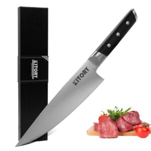 Kitory 8 Inch Chef Knife MTD06 + 7 inch Santoku Knife MTD05 - Forged German High Carbon Steel - Ergonomic Pakkawood Handle-Gift Box - Metadrop Series