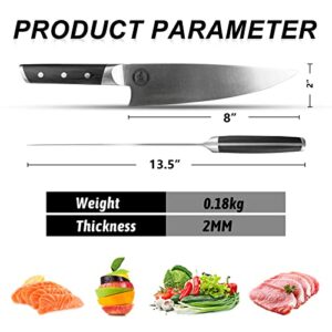 Kitory Chef Knife 8 Inch + Nakiri Knife 6.5 Inch -Forged German High Carbon Steel - Ergonomic Pakkawood Handle-Gift Box - Metadrop Series