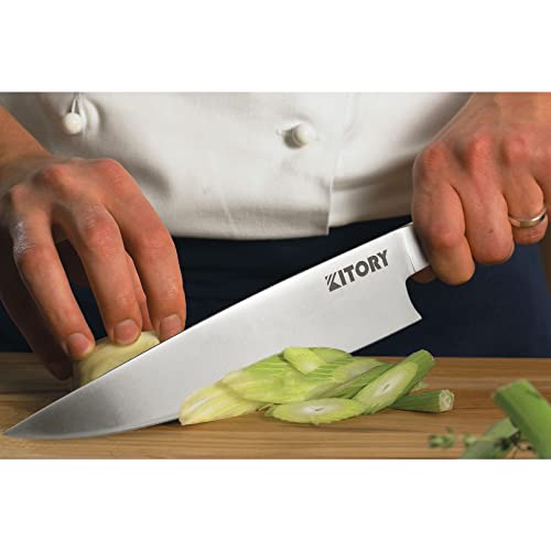 Kitory Chef Knife 8 Inch + Nakiri Knife 6.5 Inch -Forged German High Carbon Steel - Ergonomic Pakkawood Handle-Gift Box - Metadrop Series