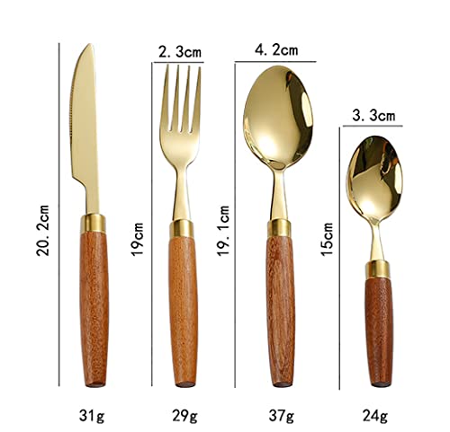 32-Piece Wood Silverware Cutlery Set for 8,Quality Stainless Steel Cutlery Set with Wooden Handle, Modern Tableware Cutlery Set for Home Restaurant Hotel Family Gatherings Mirror Finish