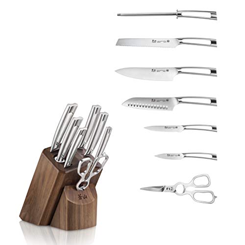 Cangshan TN1 Series 1021950 Swedish 14C28N Steel Forged 8-Piece Knife Block Set, Walnut