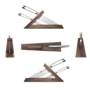 Cangshan TN1 Series 1021264 Swedish 14C28N Steel Forged 3-Piece TAI Knife Block Set, Walnut