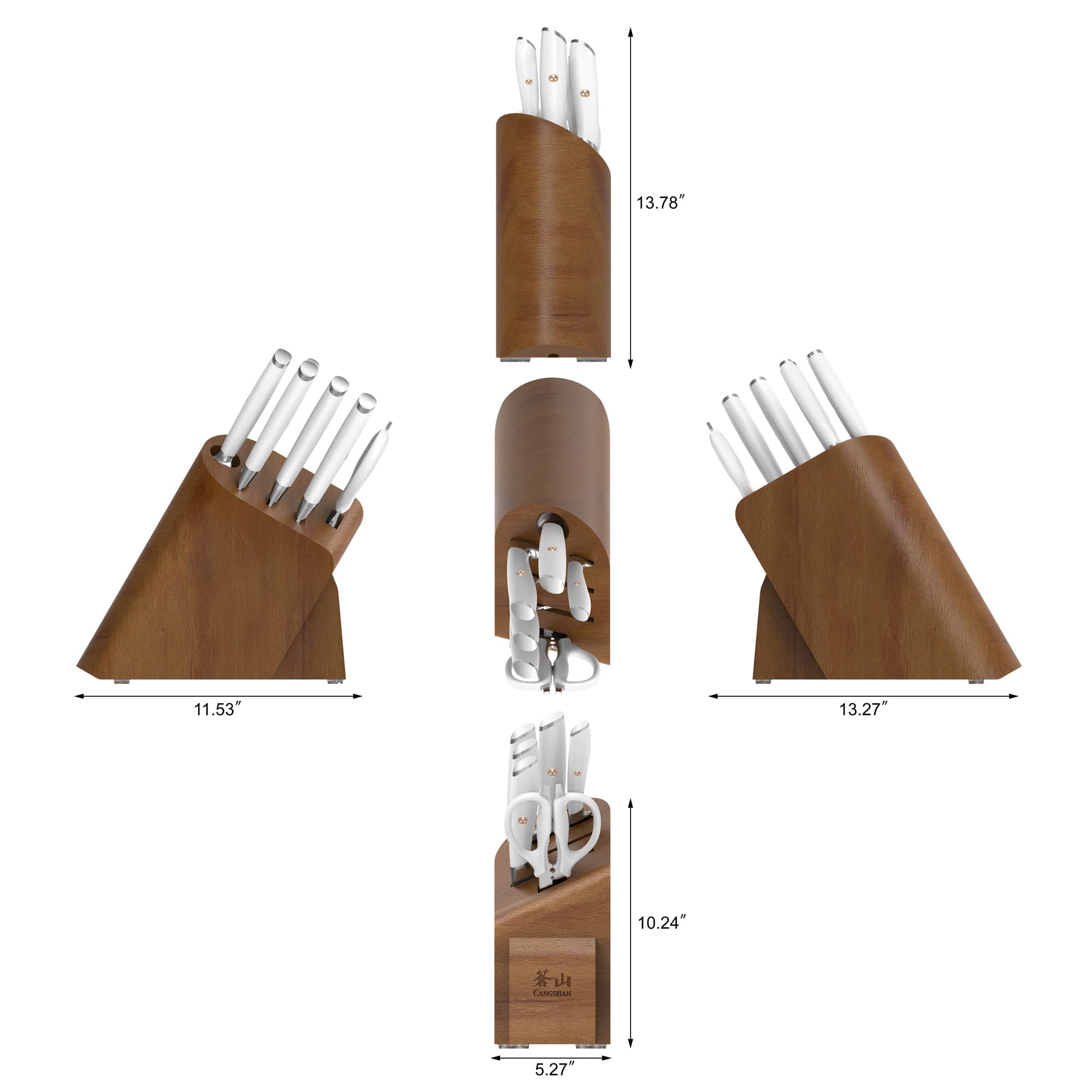 Cangshan L1 Series 1027129 German Steel forged 7-Piece Cleaver Knife Block Set, White