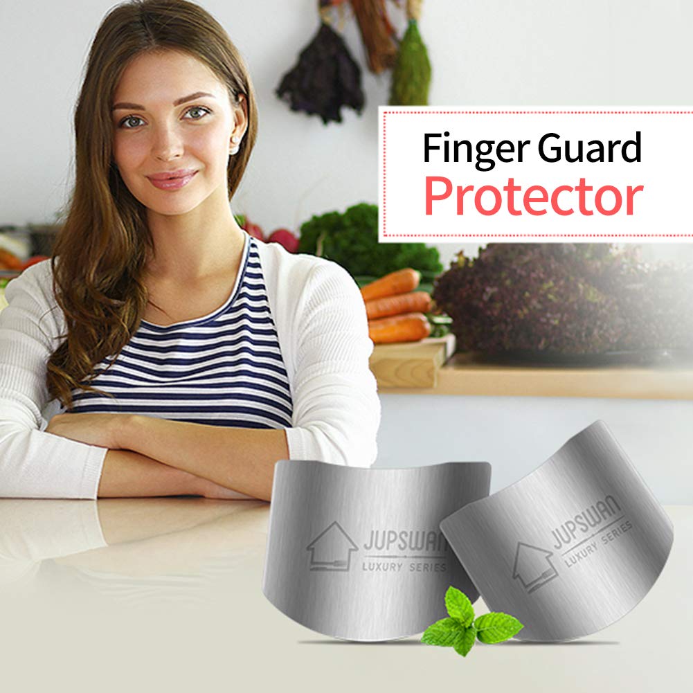 Jupswan Finger Guards for Cutting Stainless Steel Knife Cutting Protector Kitchen Tool Chef Knife Finger Guard for Food Chopping Cutting Avoid Hurting (2-Pack)