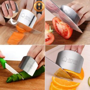 Jupswan Finger Guards for Cutting Stainless Steel Knife Cutting Protector Kitchen Tool Chef Knife Finger Guard for Food Chopping Cutting Avoid Hurting (2-Pack)