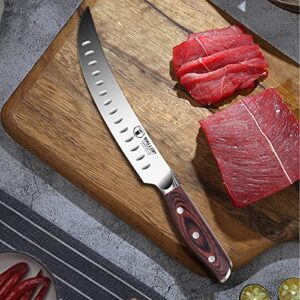 WALLOP Butcher's Breaking Knife - 8 inch Butcher Knife Scimitar Knife Meat Slicing Knife, German HC Stainless Steel with Full Tang Pakkawood Handle - Jane Series with Gift Box