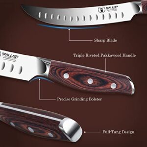 WALLOP Butcher's Breaking Knife - 8 inch Butcher Knife Scimitar Knife Meat Slicing Knife, German HC Stainless Steel with Full Tang Pakkawood Handle - Jane Series with Gift Box