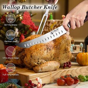 WALLOP Butcher's Breaking Knife - 8 inch Butcher Knife Scimitar Knife Meat Slicing Knife, German HC Stainless Steel with Full Tang Pakkawood Handle - Jane Series with Gift Box