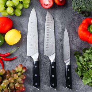 HolaFolks Anti-Rust Oil Coating Hand Forged High Carbon Steel Dividing Knife&3 PCS Professional Sharp Chef Knife Set