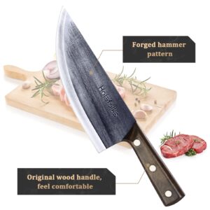 HolaFolks Anti-Rust Oil Coating Hand Forged High Carbon Steel Dividing Knife&3 PCS Professional Sharp Chef Knife Set