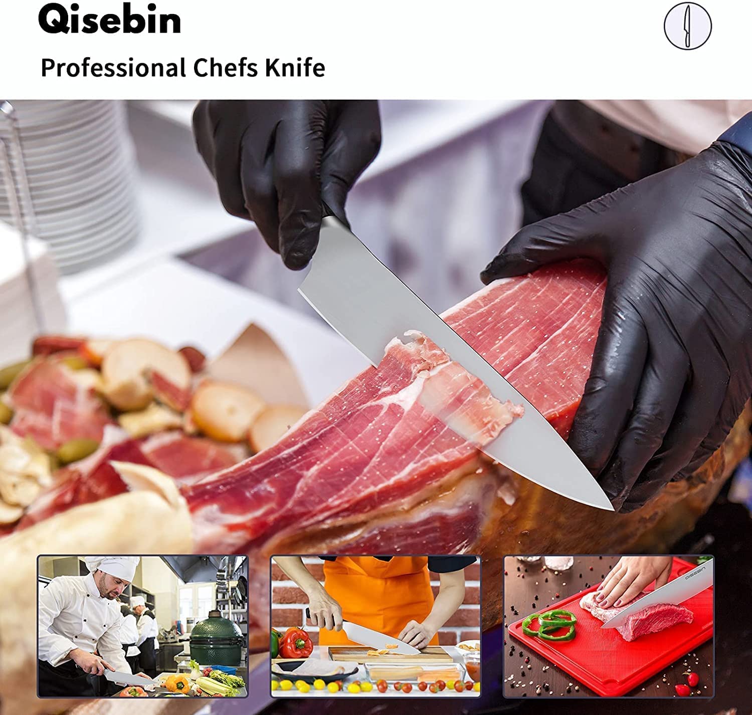 Qisebin Chef Knife - Pro Kitchen Knife 8 Inch Chef's Knives High Carbon German Stainless Steel Sharp Paring Knife with Ergonomic Handle - 2021