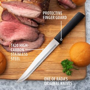 RADA Slicing Knife – Stainless Steel Blade With Black Steel Resin Handle, 11-3/8 Inches, Pack of 2