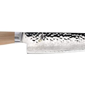 Shun Premier Blonde Chef Knife, 8 inch VG-MAX Stainless Steel Blade with Tsuchime Finish and Pakkawood Handle, Cutlery Handcrafted in Japan, Silver