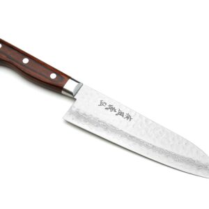 Yoshihiro VG-10 16 Layer Hammered Damascus Stainless Steel Santoku Chefs Knife (7'' (180mm))