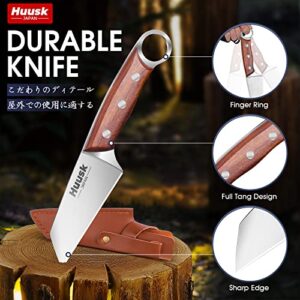 Huusk Japan Knife Small Meat Knife Bundle with Boning Knife for Meat Cutting