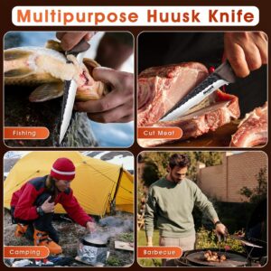 Huusk Kiritsuke Chef Knife Professional 9" Bundle with Japanese Meat Butcher Brisket Trimming Knife