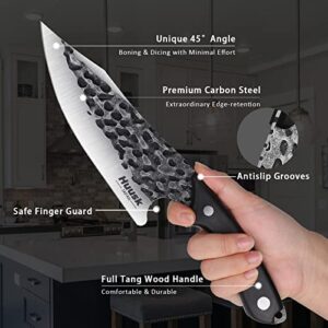 Huusk Chef Knife with Sheath Bundle with Sharp Fillet Knives for Meat, Fish, Poultry