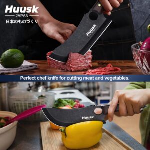 Huusk Hand Forged Meat Cleaver Knives Bundle with Japanese Meat Butcher Brisket Trimming Knife