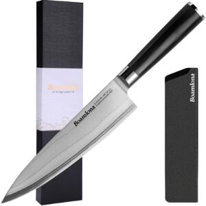 boamlona japanese chef knife - 8 inch - 9 layers 9cr18mov high carbon steel - razor sharp - with gift box&sheath