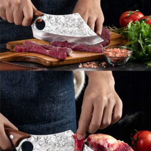 Kitory Boning Meat Cleaver 7", Japan Kitchen Chef Butcher Knife, Hand Forged High Carbon Steel Blade, Full Tang, Pearwood Handle, 2024 Gifts For Women and Men