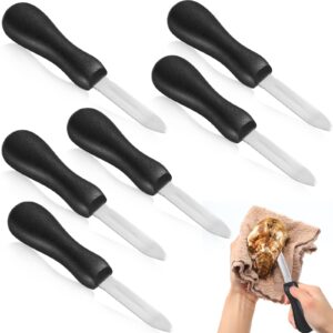 6 pieces oyster shucking knife kitchen oyster knife oyster shucker clam knife stainless steel oyster opener tool seafood tools seafood opener with non slip handle for home restaurant(black)