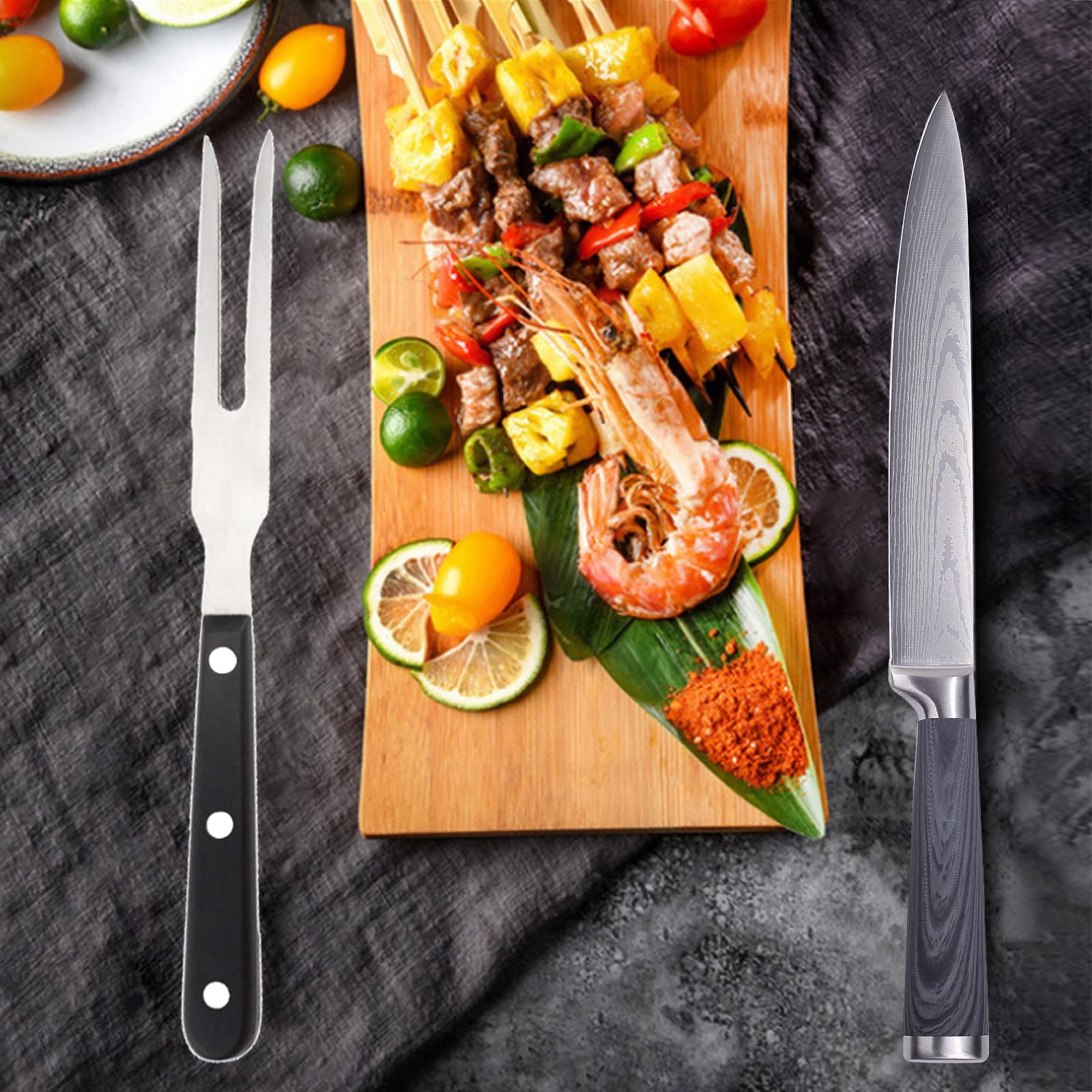 Daanaas Knife Set with Wooden Block and Sharpener 16 Pieces,Kitchen Knives Sets Full Stainless Steel,Professional Chef Knife Sets with Steak Knives Knofe Set (grey)