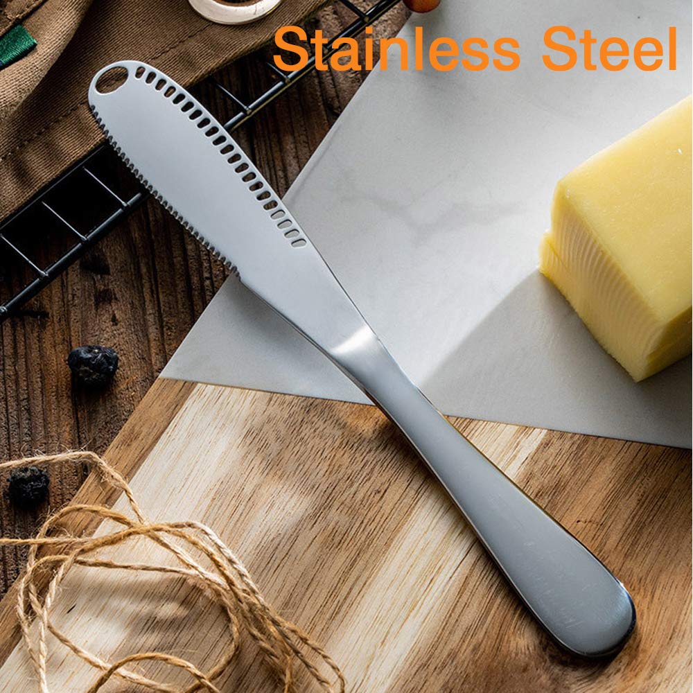 Balaweis 6 Pcs Set Travel Cheese Knives Sharp Stainless Steel with Bamboo Wood Handle Cheese Knife, Shaver, Fork and Spreader